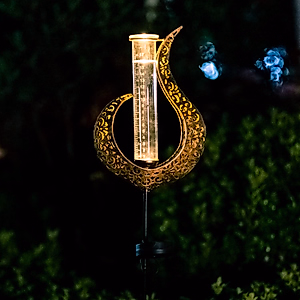 Venniy Rain Gauge Outdoor Decorative, Solar Garden Rain Gauge, 7" Capacity Glass Tube Metal Flame Shape for Garden Yard Lawn