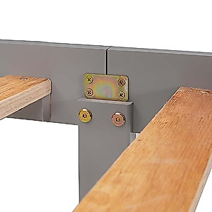 Queen Size Solid Wood Platform Bed Frame with Storage Drawers and Classic Headboard, Wood Slats Support, Under Bed Storage for Boys Girls Teens Adults,Space Saving, No Box Spring Needed (Gray)