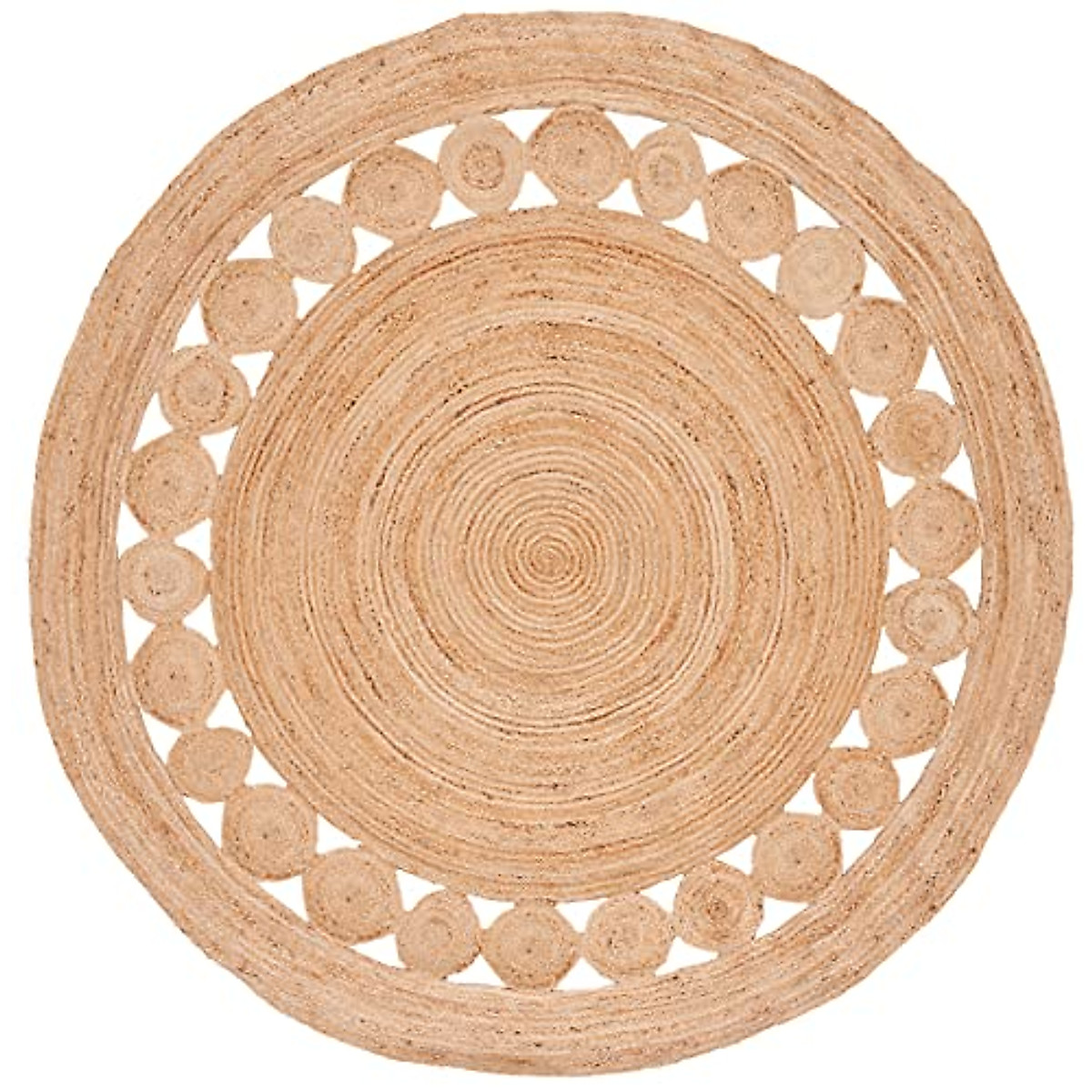 SAFAVIEH Natural Fiber Collection Area Rug - 4' Round, Natural, Handmade Boho Charm Farmhouse Jute, Ideal for High Traffic Areas in Living Room, Bedroom (NF364A)