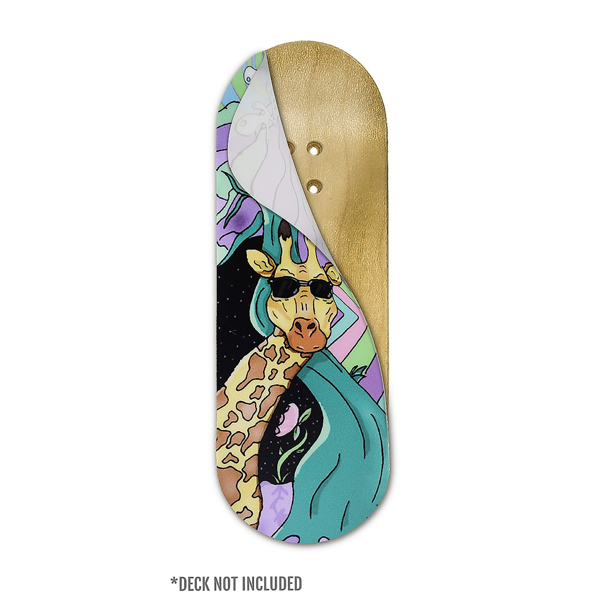 Teak Tuning Fingerboard Deck Graphic, Graffiti Giraffe - Adhesive Graphics to Customize Your 35mm Fingerboard Deck - 110mm Long, 35mm Wide, 0.2mm Thick - Waterproof Vinyl - Includes Mini File
