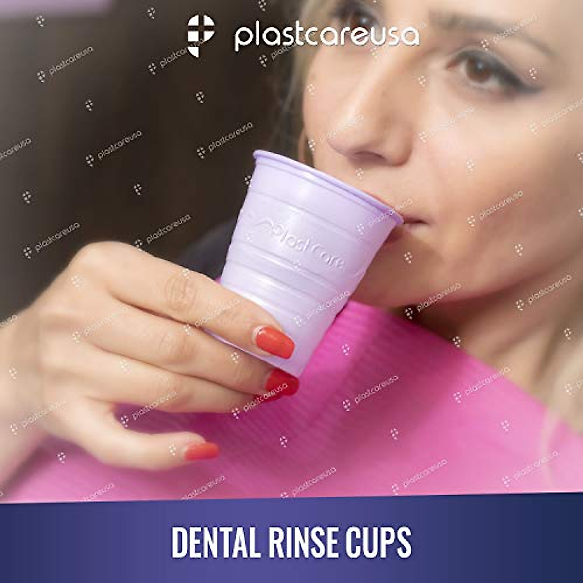 1000 Pink 5 Ounce Dental Rinse Plastic Disposable Ribbed Drinking Cups