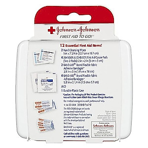 Johnson & Johnson First First Aid Kit for Car, Office, Purse Travel Size (Pack of 3) With Cleansing Wipe