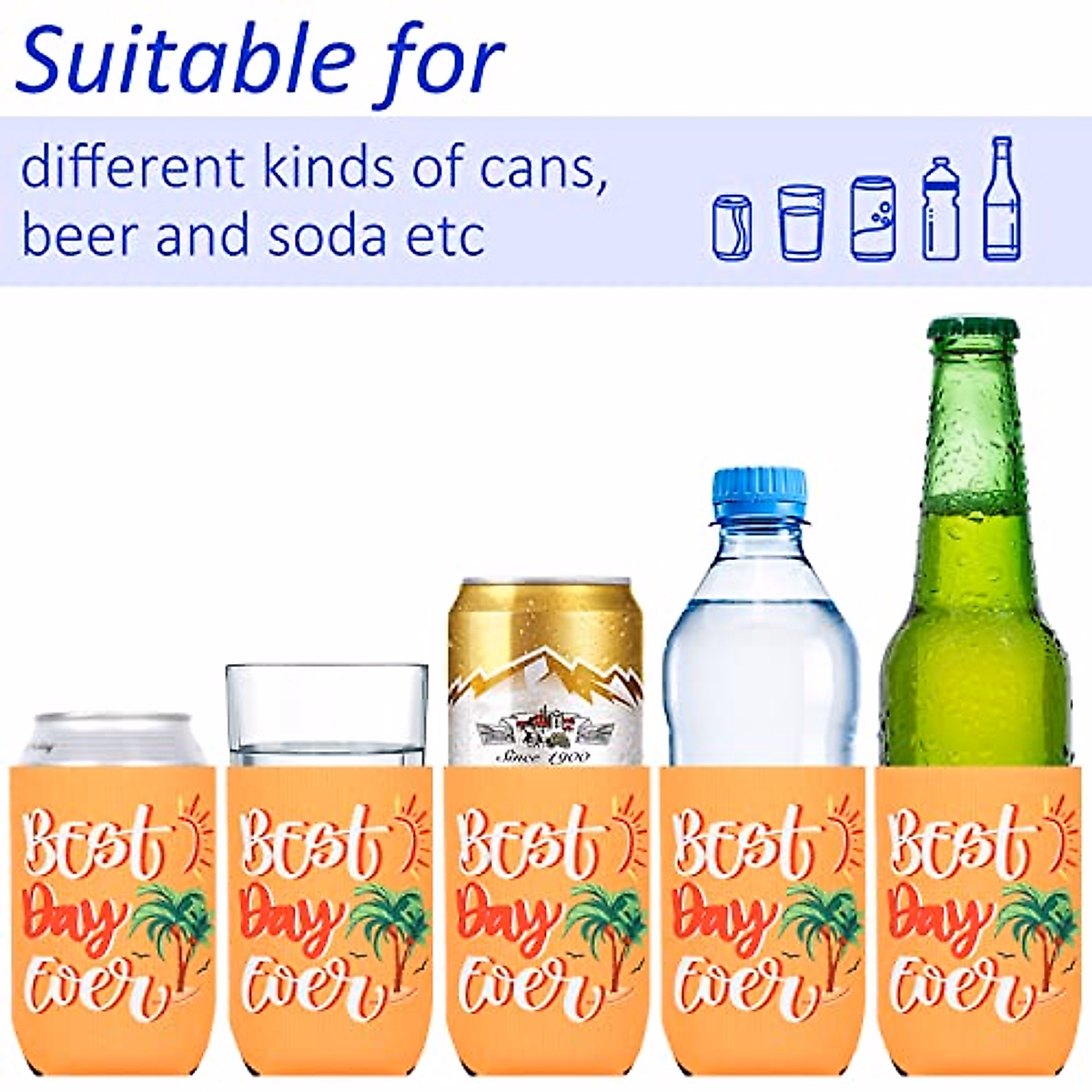 Whaline 12Pcs Summer Hawaiian Can Sleeves Reusable Cooler & Insulated Can Sleeves Beer Can Cooler Covers Collapsible Insulator Drink Sleeves for 12oz Beverage Coffee Cans Bottles, 6 Designs