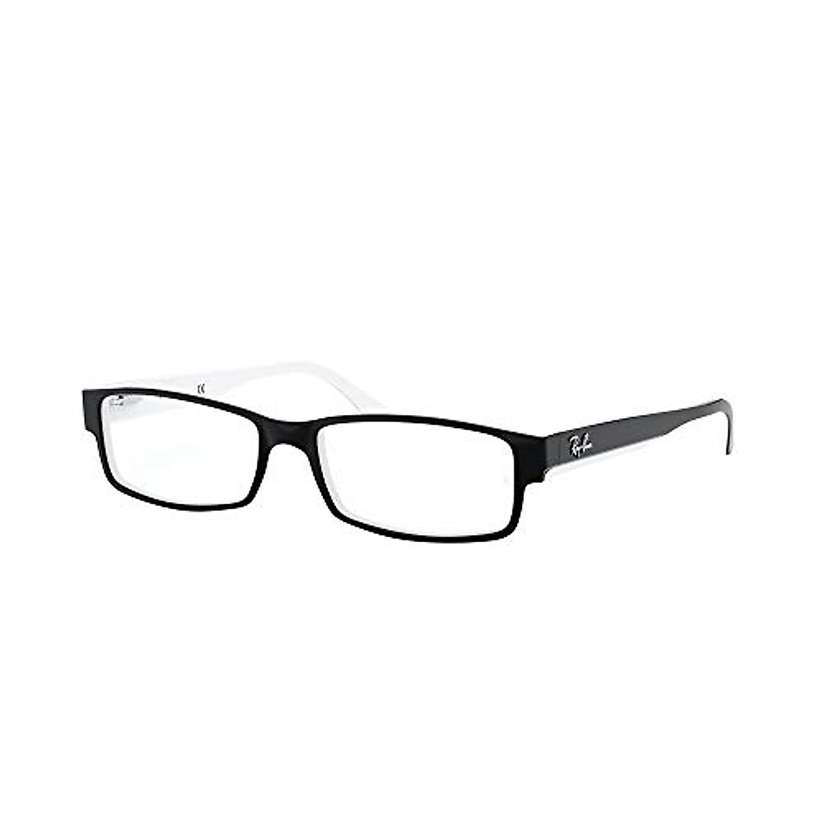 Ray-Ban RX5114 Rectangular Prescription Eyeglass Frames, Black On White/Demo Lens, 52 mm