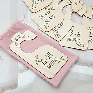 Fantasyon Wood Baby Closet Dividers Set of 8 Double-Sided Baby Clothes Organizer from Newborn to 24 Months Nursery Decor Dividers Hangers to Make a Tidy Organized Baby Closet