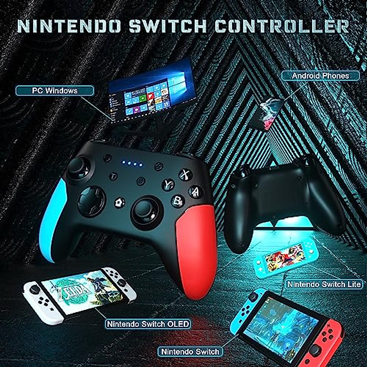 Ponkor Switch Controller, Wireless Pro Controller Compatible with Nintendo Switch/Switch Lite/Switch OLED Controller for Switch with Wake-up, Turbo Vibration