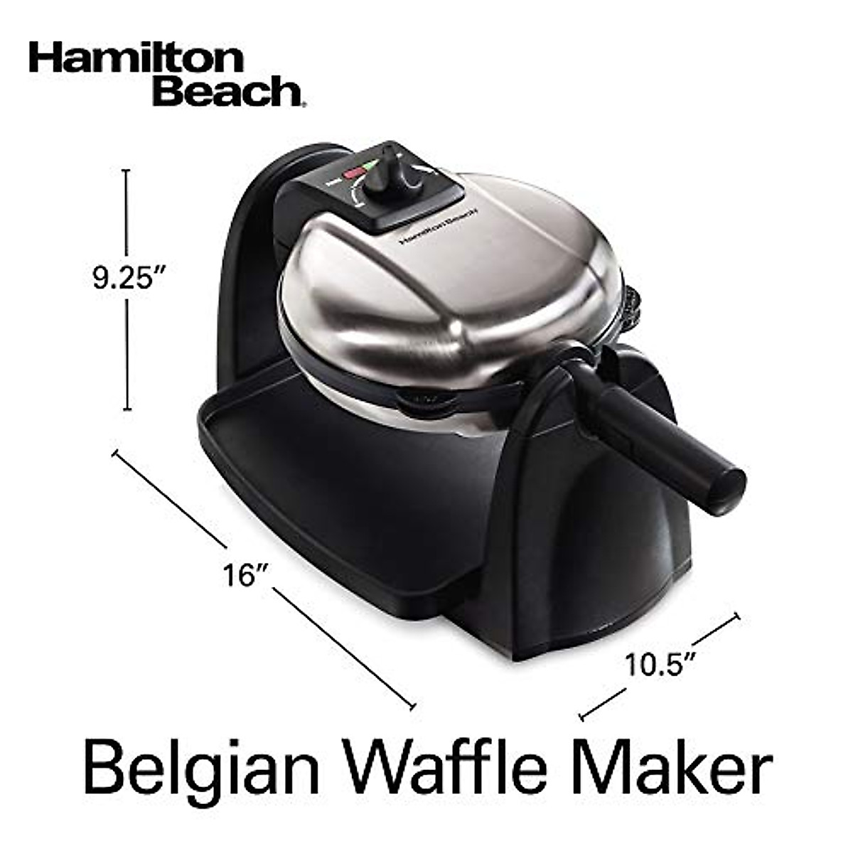 Hamilton Beach Flip Belgian Waffle Maker with Non-Stick Removable Plates, Browning Control, Drip Tray, Stainless Steel (26030)