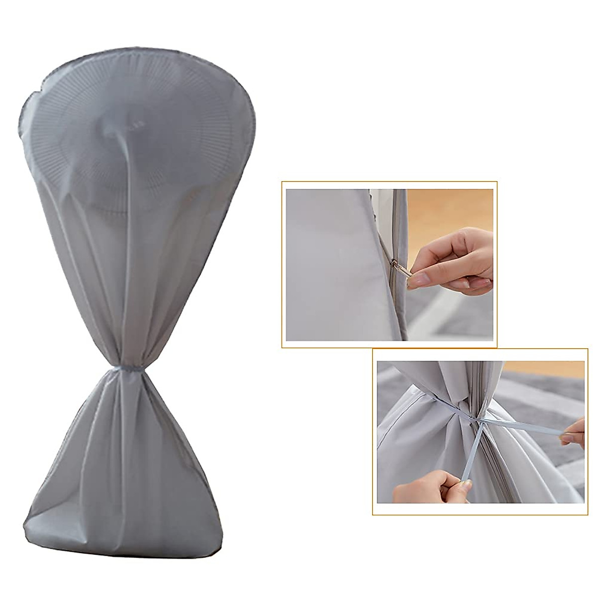 BOSKING Electric Fan Dust Cover 420D Heavy Duty Standing Round Fan Cover Washable All Electric Fan Sleeve Waterproof Dustproof Protective Cover for Pedestal Stand Fan Floor Fan - Grey (Grey)