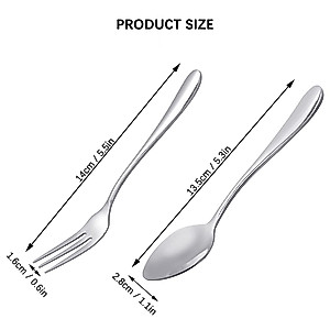 RETON 12 Pcs Dessert Forks and Spoons Silverware Set, Stainless Steel Mini Forks and Spoons, Small Appetizer Cocktail Fruit Forks, Mini Coffee Spoons Teaspoon for Kitchen Party (6 Forks+6 Spoons)