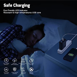 USB Wall Charger 40W, Amlink 4-Port USB C Charger, QC 3.0 Fast Charger Block, Multiport USB Charger Foldable Power Adapter for iPhone 14/14 Pro/14 Pro Max/13/12/11, XS/XR/X, iPad, Galaxy, Note, Pixel