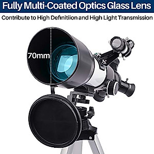 Telescopes for Adults Astronomy, 70mm Aperture 400mm AZ Mount Astronomical Telescope for Astronomy Beginners Kids Adults - Carry Bag Upgraded Tripod and Phone Holder for Photography