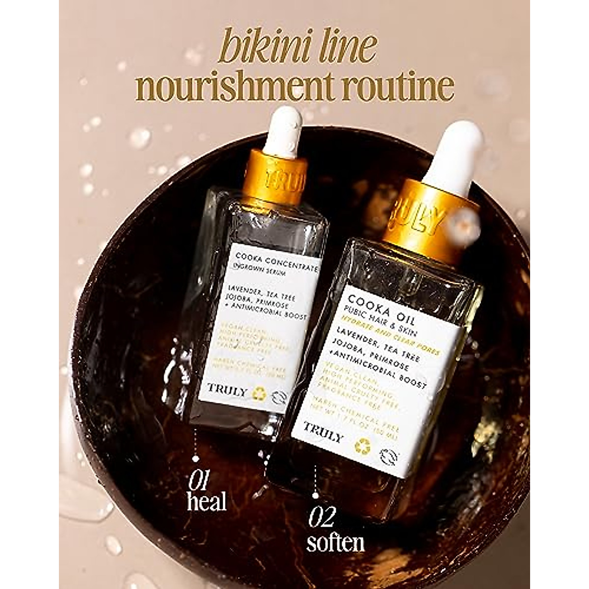 Truly Beauty Cooka Concentrate Ingrown Serum - Ingrown Hair Treatment for Bikini Area - Smoothing and Soothing After Shave Formula - Heals Razor Burn, Nicks, and Ingrowns - 0.7 OZ