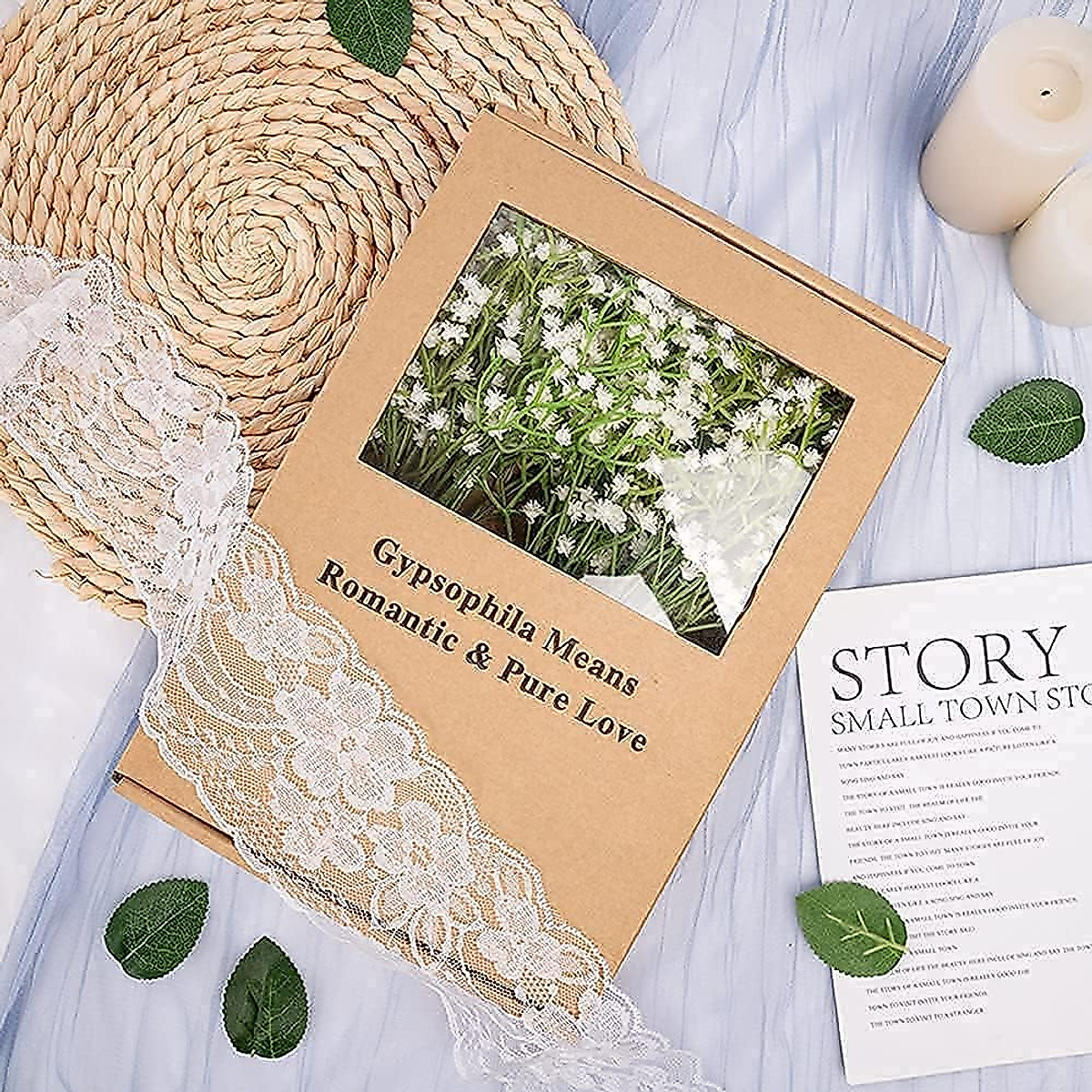 N&T NIETING Babys Breath Artificial Flowers,10Pcs Fake White Baby Breath Flowers Artificial Bulk, Real Touch Faux Babies Breath Gypsophila for Wedding Floral Bouquets Party Decor