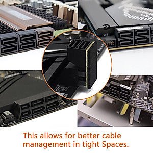 CERRXIAN 90 Degree Duale SATA 7PIN Male to Dual Female Connetcor for Low Profile Motherboard Desktops Computer SSD HDD(2-Pack)