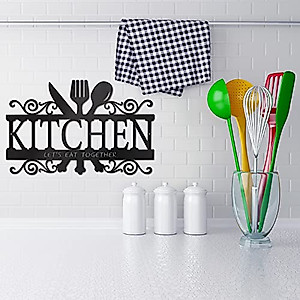 QUEEN KING Metal Kitchen Wall Decor, Kitchen Signs Wall Decor, Rustic Metal Kitchen Decor Sign, Country Farmhouse Wall Art Decoration for Home, Kitchen or Dining Room 13.8 x 8.8 Inches (Black)