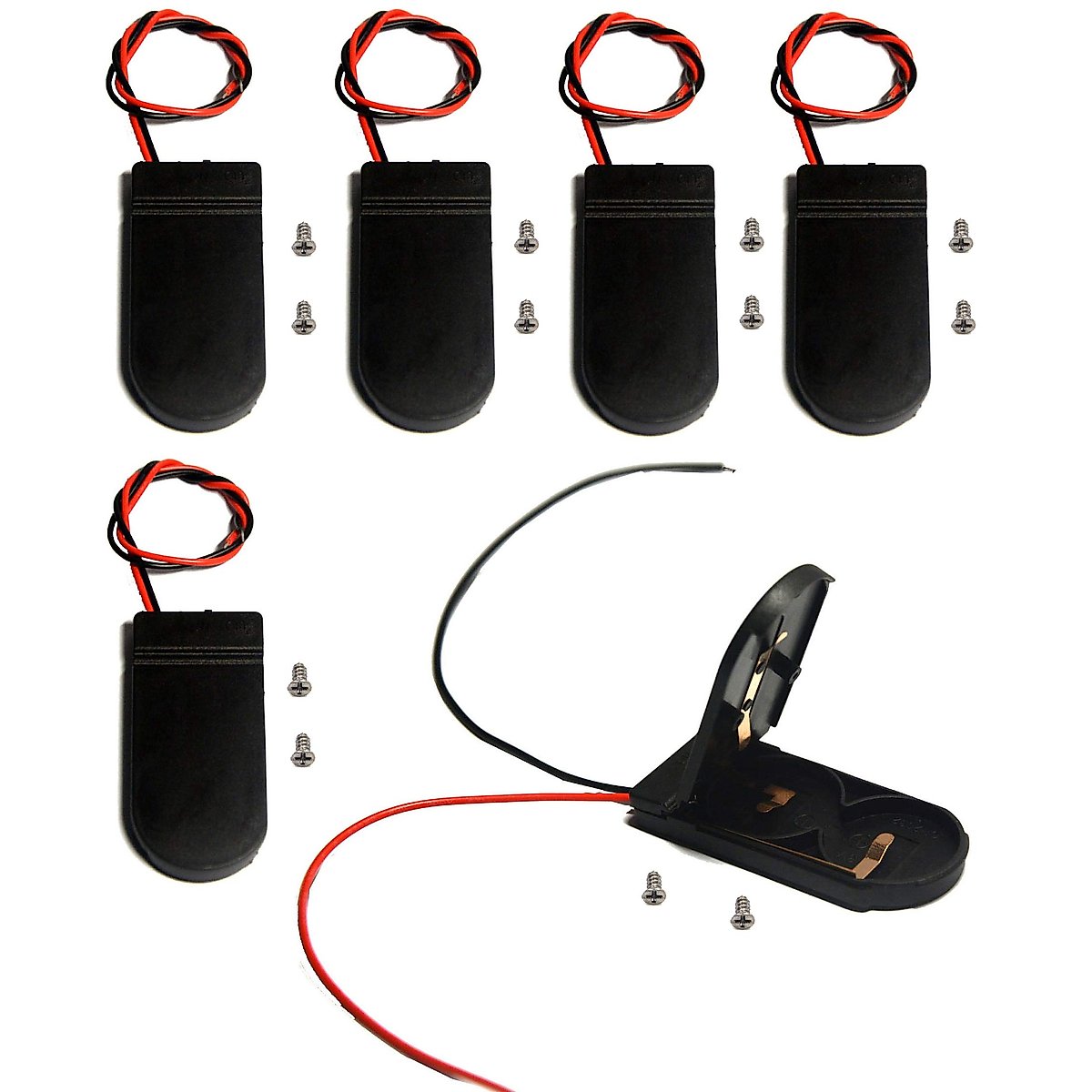 LAMPVPATH (Pack of 6) cr2032 Battery Holder Coin Cell Holder, CR2032 Battery Holder with Switch, 2 x 3V CR2032 Button Coin Cell Battery Holder with Leads On Off Switch