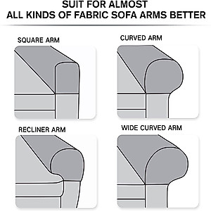 vctops Vintage Jacquard Stretch Armrest Covers with Twist Pins Soft Non-Slip Arm Covers for Chairs Couch Sofa Armchair Slipcovers for Recliner Sofa 4pcs, Greyish Green