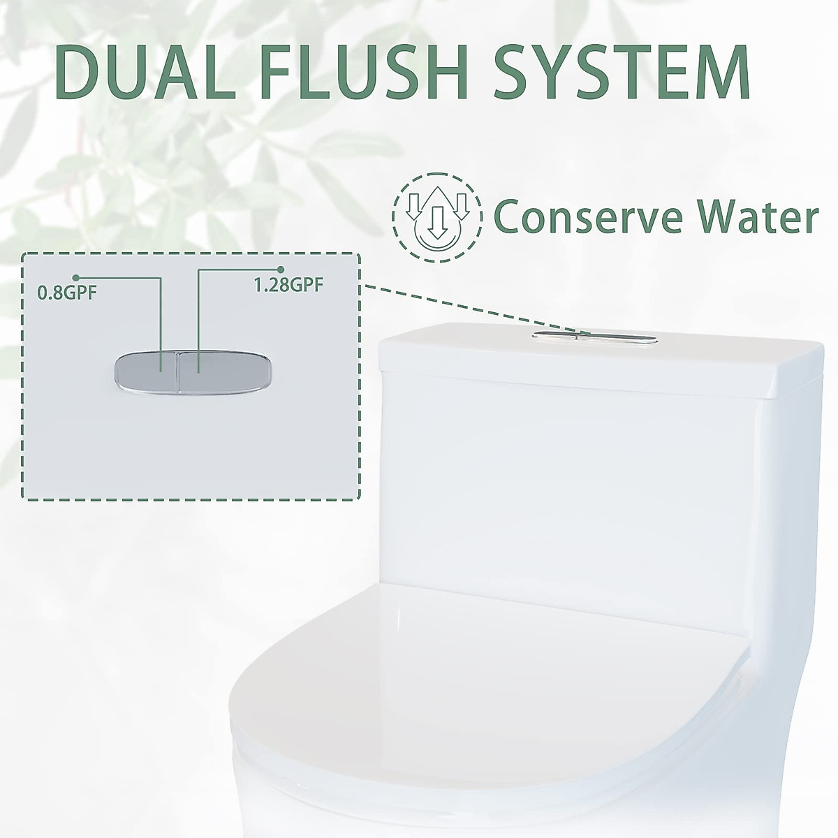 Simple Project Compact Elongated One Piece Toilet - Space-saving Solution For Small Bathrooms - Small Dual Flush Toilet, 16.5" Comfort Height Bowl, 12" Rough-in - White