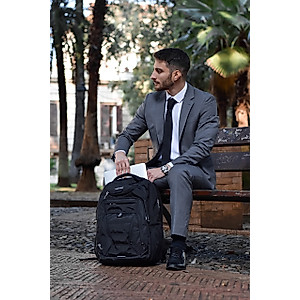 LIGHT FLIGHT Backpack for Men, Travel Backpack with USB Charging Hole, 17.3 Inch Laptop Backpack, School College Bookbag, Large Capacity Computer Backpacks, 40L Work Bag for Business, Black