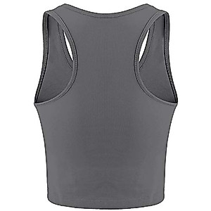 4 Pieces Basic Workout Crop Tank Tops Sleeveless Racerback Sport Tank Top for Women Yoga Running (Black, Charcoal Gray, Olive Green, Medium)