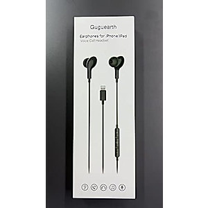 Guguearth Lightning Headphones for iPhone,MFi Certified in-Ear Lightning Earphones for iPhone,Magnetic Earbuds for iPhone with Mic Controller Compatible with iPhone 14 13 12 11Pro Max XR 8 7 (Black)