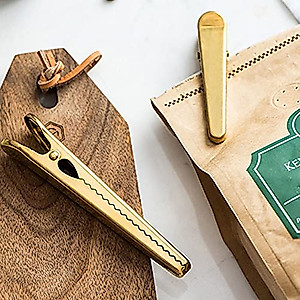 Lanebudd Set of 6 Stainless Steel Sealing Clips, Sealing Clips, Jaw Sealing Clips, Bag Clips Suitable for Potato Chip Bags, Coffee Snack Bags (Golden)