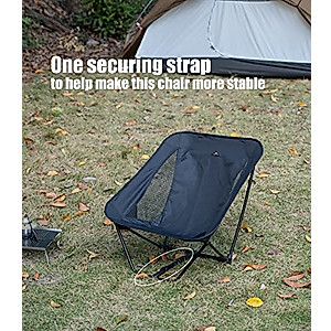 iClimb Low Ultralight Compact Camping Folding Chair with Side Pocket and Carry Bag (Black)