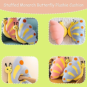 ELAINREN Lifelike Butterfly Plush Large Insect Animals Body Pillow Stuffed Monarch Butterfly Plushie Cushion Decor Home Bed Living Room Car Chair Gift 19.6''(Pink/Blue)
