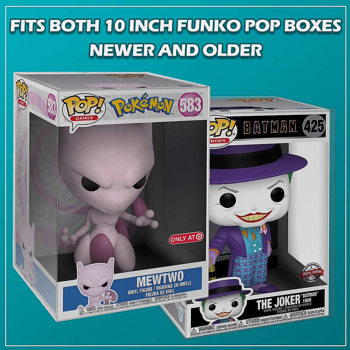 MALKO 10 Inch Funko Pop Protector | Compatible with All Vertical 10" Vinyl Figures Newer & Old | 2 Pack