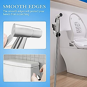 Ikaufen Handheld Bidet Sprayer for Toilet Adjustable Water Pressure Control Bidet Hose Attachment for Bathroom Shower Spray Stainless Steel Cloth Diaper Sprayer Kit…