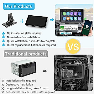 Carpuride 2023 Newest Wireless Apple Carplay & Android Auto,7 Inch Full HD Touch Screen Portable Car Radio Receiver,Car Stereo with Mirror Link, Google, Bluetooth