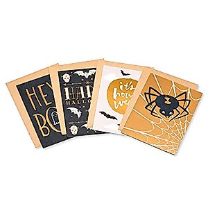 American Greetings Mini Halloween Cards Bundle, Halloween, Spider, Hey Boo (4-Count)
