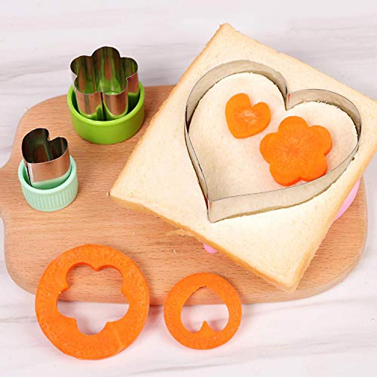 Stainless Steel Sandwiches Cutter set, Mickey Mouse & Dinosaur & Heart & Star Shapes Sandwich Cutters Cookie Cutters Vegetable cutters-Food Grade Cookie Cutter Mold for Kids (Big+Small, 12pac)