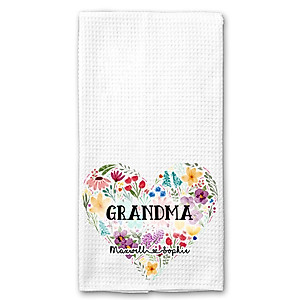 Personalized Wildflower Mother's Day Waffle Weave Microfiber Towel Mama, Mom, Grandma, Nana, Gigi - Any title Any Names