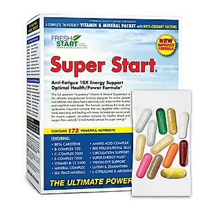 Super Start Complete Daily Vitamin Pack | 10X Energy & Stamina Booster, Muscle Support | Vitamin A, B, C, D, E, B12, Minerals, Amino Acids, Bee Pollen, Ashwagandha, Panax Ginseng (30 Packets)