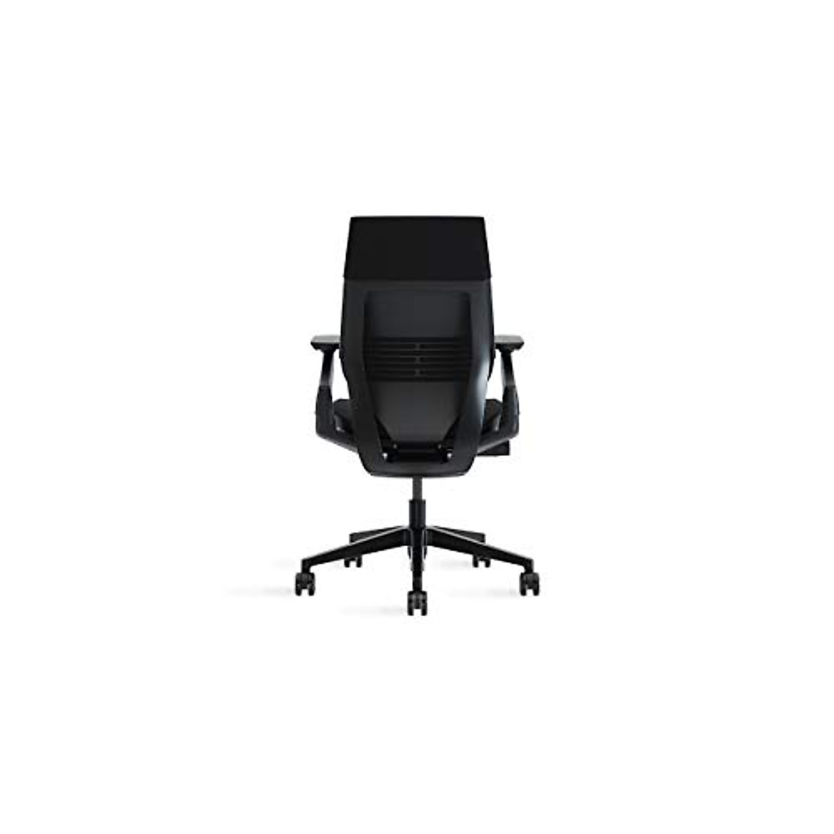 Steelcase Gesture Office Chair - Cogent: Connect Licorice Fabric, Medium Seat Height, Wrapped Back, Dark on Dark Frame, Lumbar Support, Hard Floor Casters