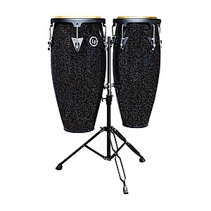 LP Aspire Series 10/11" Black Magic Conga Set Black Galaxy Sparkle Lacquer w/Stand