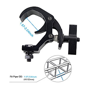 V-Show DJ Light Truss Clamps - C Clamp Mounting Truss Bracket Hook Clamp, Heavy Duty 330lb Aluminum Alloy Truss Clamp for DJ Par Light Fits 1.57-2.04 Inch Truss (4 Pack)