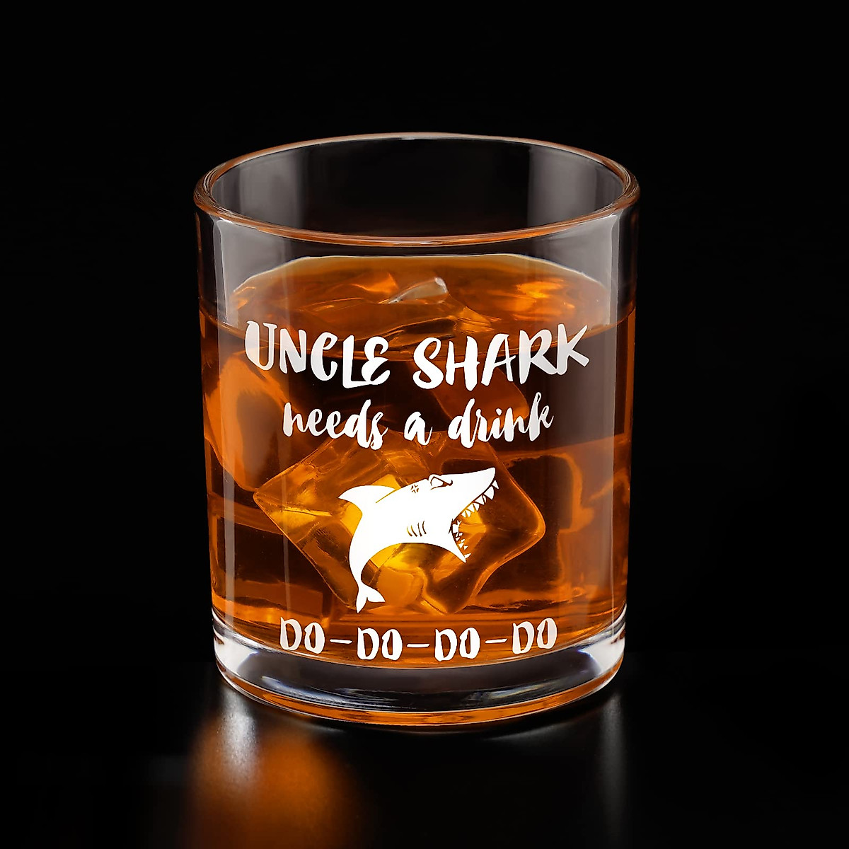 DAZLUTE Uncle Gifts from Niece, Funny Uncle Shark Whiskey Glass, Father’s Day Gifts Birthday Present Christmas Gifts for uncle Brother Cousin, 10Oz Old Fashioned Glass