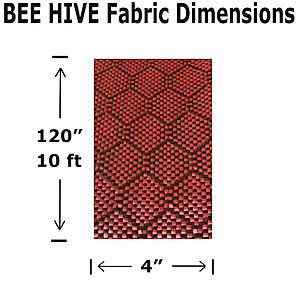 KARBXON - 4 in x 10 ft – Beehive Weave - Carbon Fiber Aramid Fabric - Red - 3K - 240g/meter - Beehive Weave 4” Wide Hemmed Fabric for Repair, DIY Projects (4, 10 ft)
