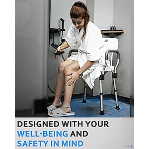 Sangohe Shower Chair - Shower Chair for Inside Shower - U-Shape Seat Heavy Duty Shower Chair - Shower Chair with Arms for Handicap - Wide Shower Seats for Elderly - Shower Chair for Bathtub, 796E