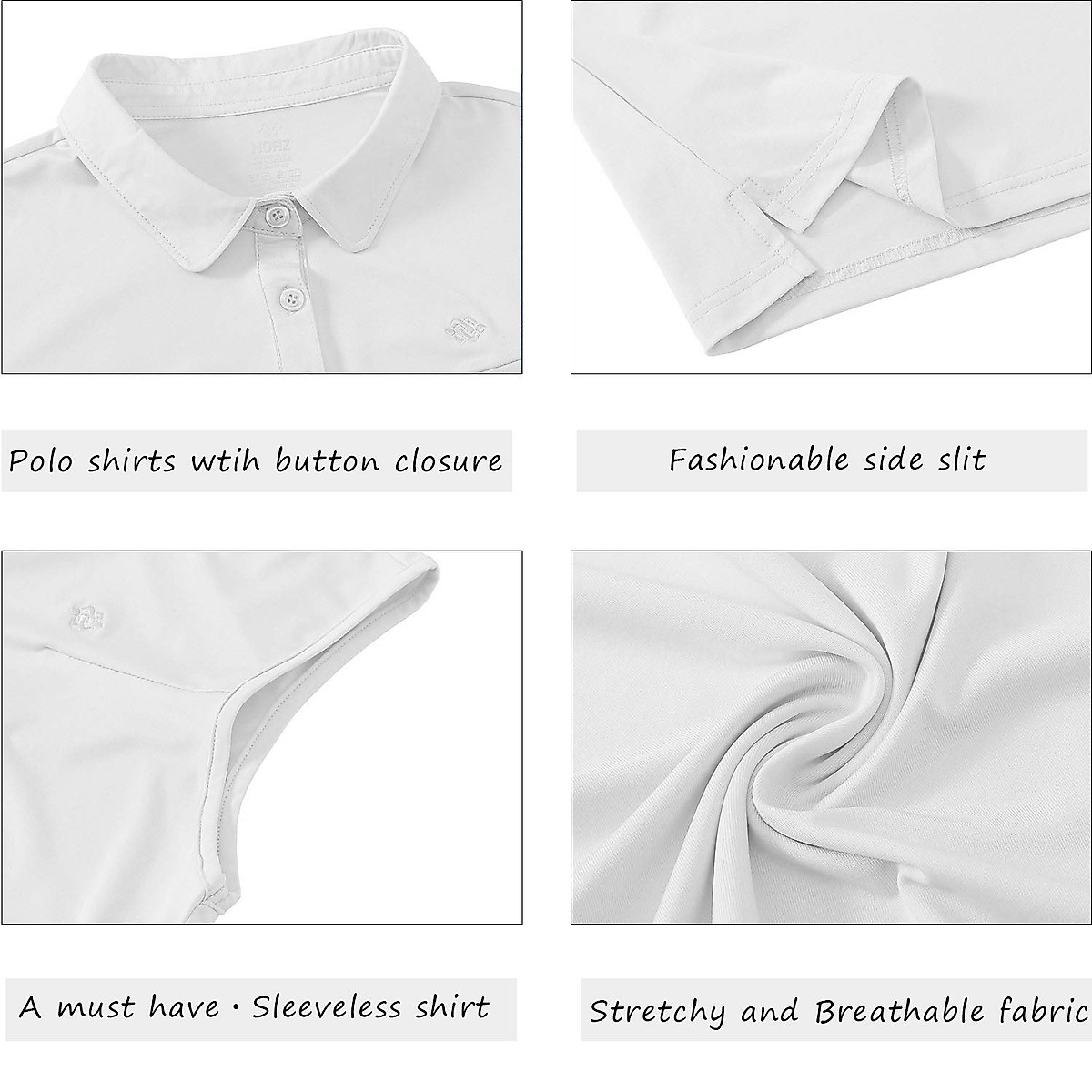 AIRIKE Golf Polo Shirts for Women Sleeveless Summer Sports Athletic Fashionable Workwear-Quick Dry Womens Tank Tops (White, X-Large)