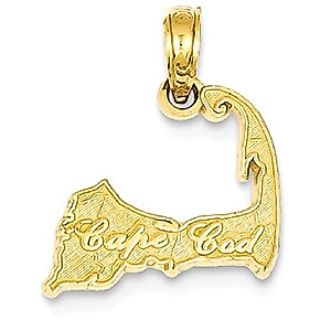 IceCarats 14K Yellow Gold Cape Cod Map Necklace Charm Pendant Only