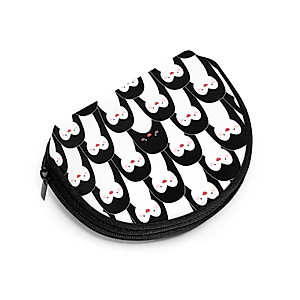 Cute Penguins Print Small coin purse for Women Girls Mini Canvas Pouch Change Wallet Card Holder with Zipper
