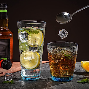 GoldArea 8 Pack Drinking Glasses, Mixed Glassware Set, Includes 4 Pcs 12 oz Highball Glasses and 4 Pcs 10 oz Whiskey Glasses, Ideal for Cocktail, Iced Coffee, Beer, Wine, Beverage, Water Cups