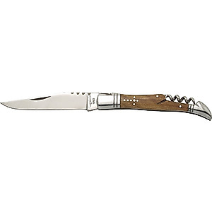 Laguiole Pocket Knife with Corkscrew, Olive Wood