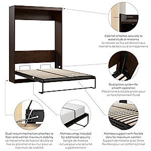 BESTAR Pur Full Murphy Bed, 59-inch Space-Saving Wall Bed for Multipurpose Guest Room or Home Office