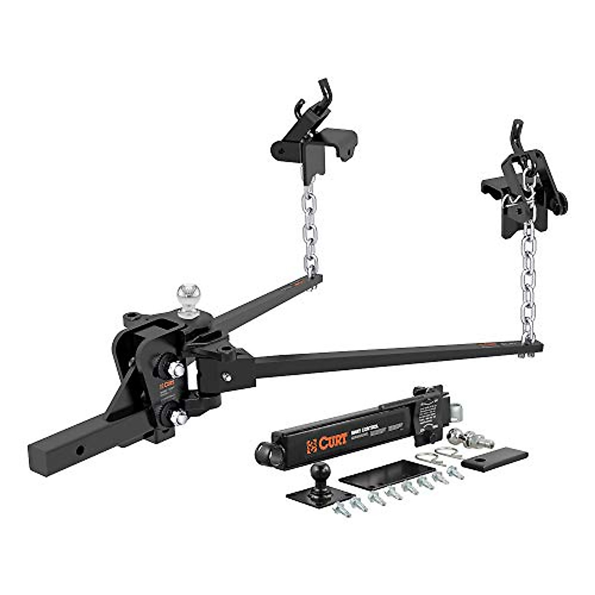 CURT 17322 Short Trunnion Bar Weight Distribution Hitch with Sway Control, Up to 10K, 2-In Shank, 2-5/16-Inch Ball , Black