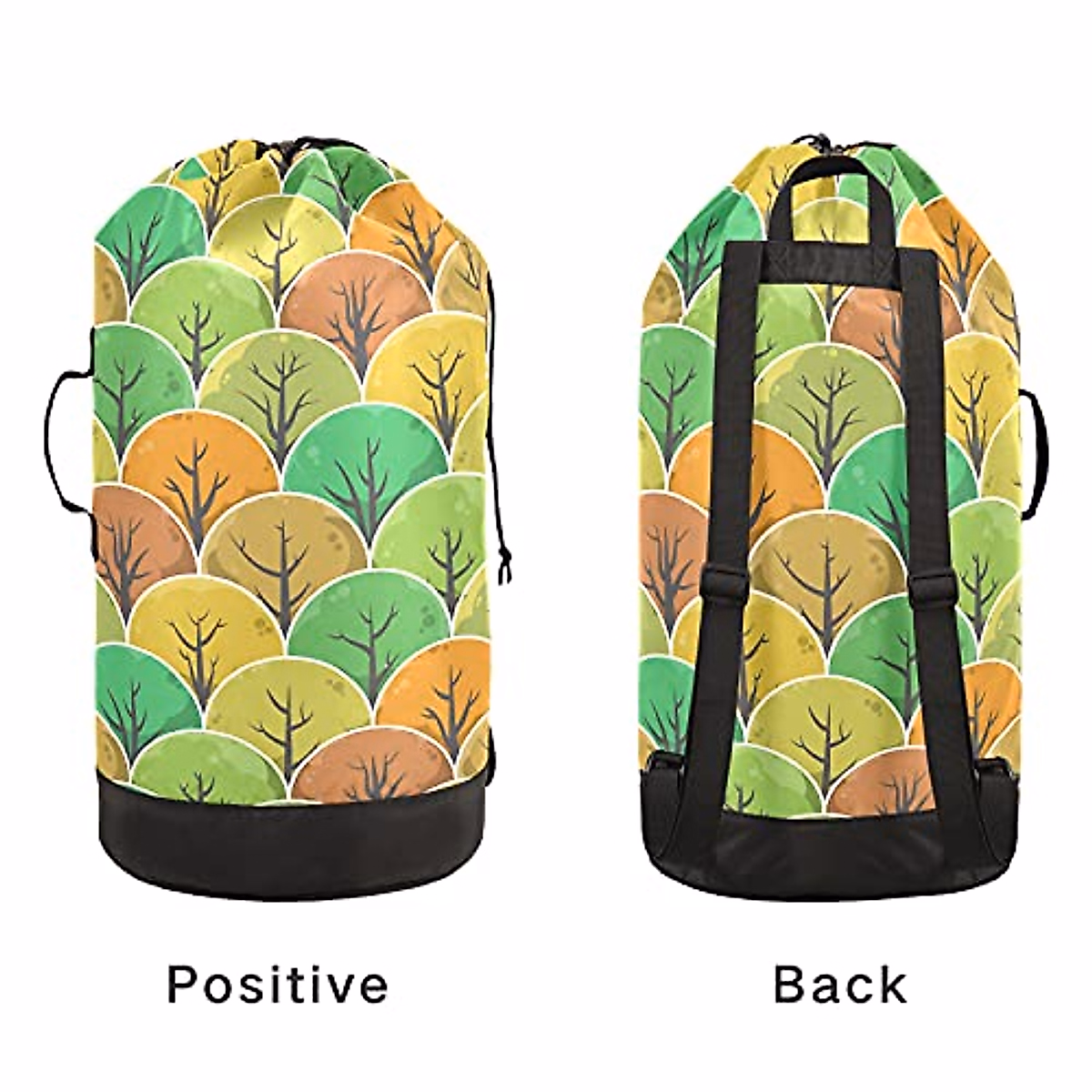 Happy Thanksgiving Tree Laundry Bag Heavy Duty Laundry Backpack with Shoulder Straps Handles Travel Laundry bag Drawstring Closure Dirty Clothes Organizer For College Dorm, Apartment, Camp Travel