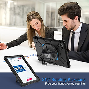 GROLEOA Samsung Galaxy Tab A8 Case 10.5 2022: Protective Rugged Samsung A8 Case for Kids with Pen Holder- Hand Strap- Kickstand- Shoulder Strap for Tablet A8 Case 10.5 Inch (SM-X200/X205/X207), Purple